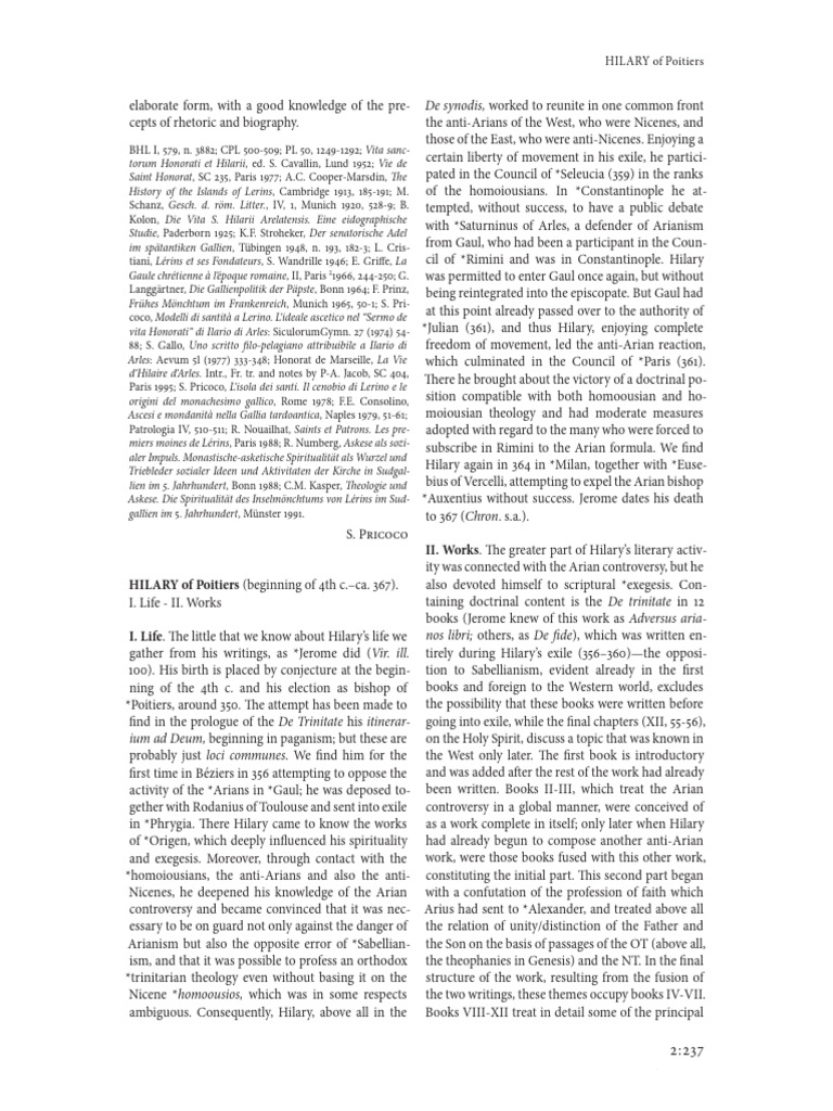 Encyclopedia - of - Ancient Christianity - Di Berardino - Hilary of Poitiers | PDF | Arianism