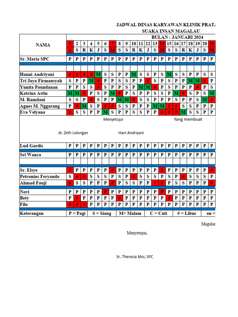 Jadwal Dinas 2024 | PDF