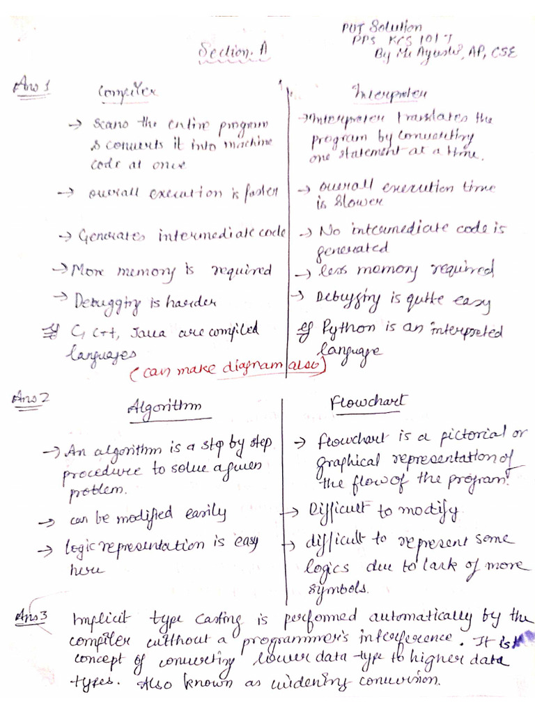 Programming For Problem Solving Kcs 101 Put Sol Odd Sem 21 22 Pdf