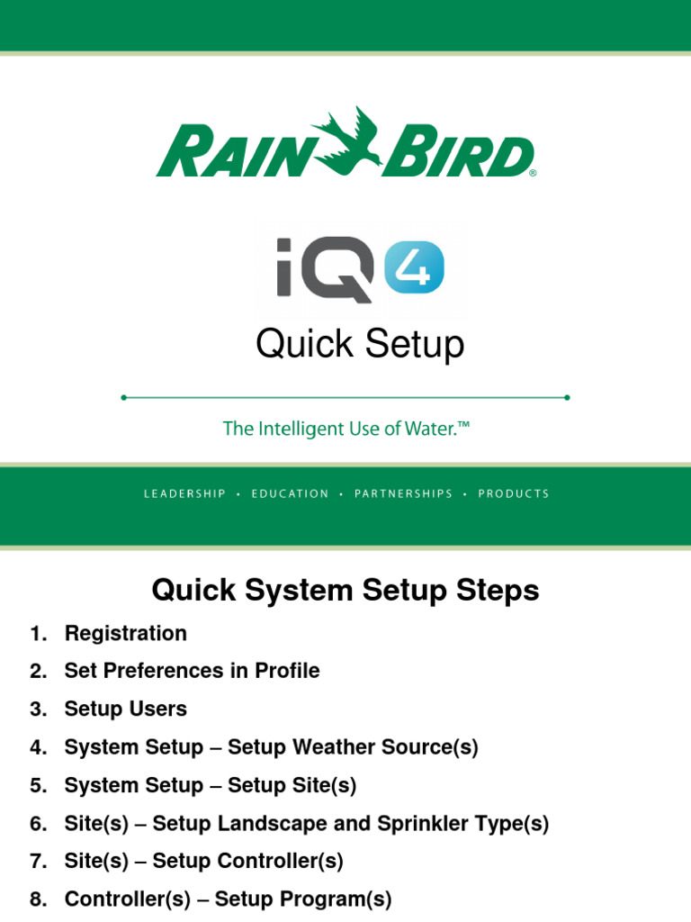 Rainbird IQ4 Quick Setup Guide | PDF | User (Computing) | Password
