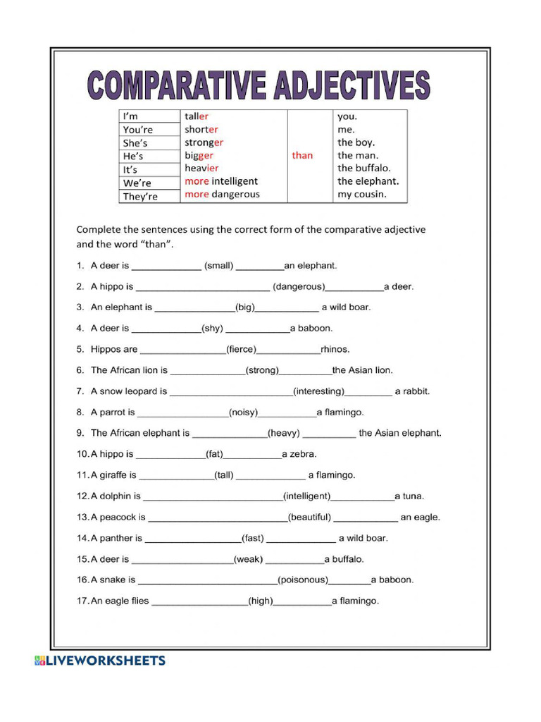 Comparatives Worksheet | PDF