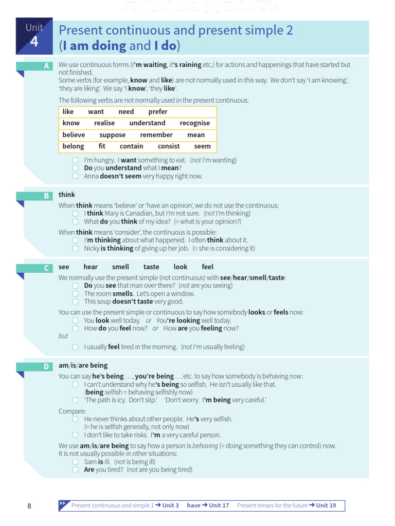 State Vebs-Present Simple Vs Present Cont | PDF | Syntax | Linguistic ...