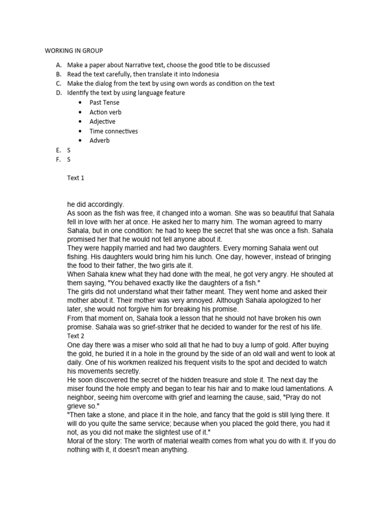 Group Work on Narrative Text Analysis | PDF | Religion & Spirituality