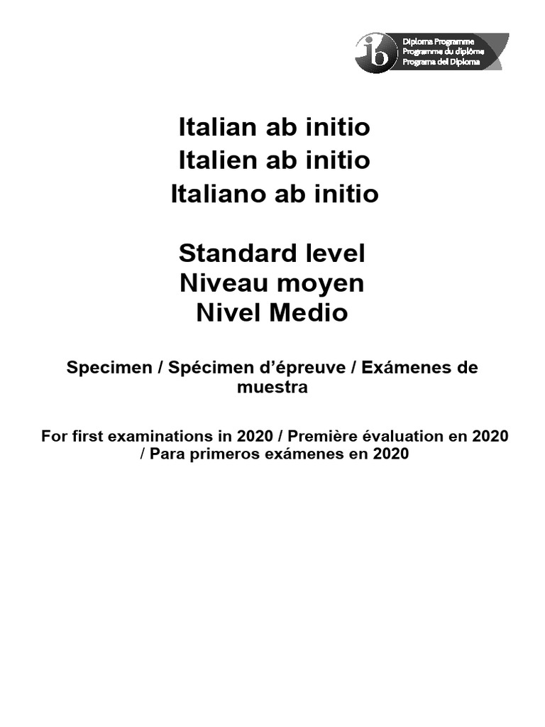Ab Initio Specimen and Markschemes | PDF