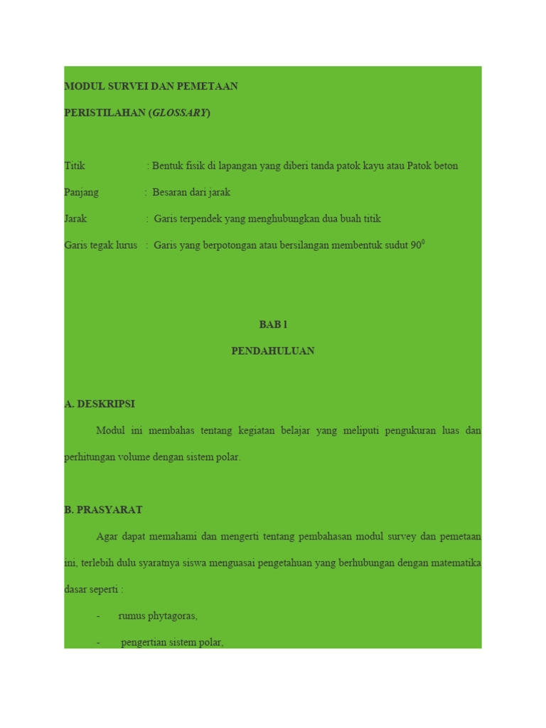 Modul Survei Dan Pemetaan | PDF | Metode & Bahan Ajar | Sains & Matematika