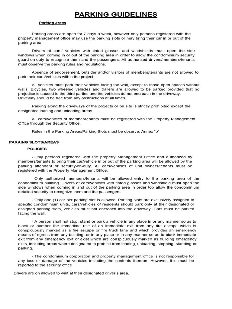 Parking Guidelines | Download Free PDF | Parking | Vehicles