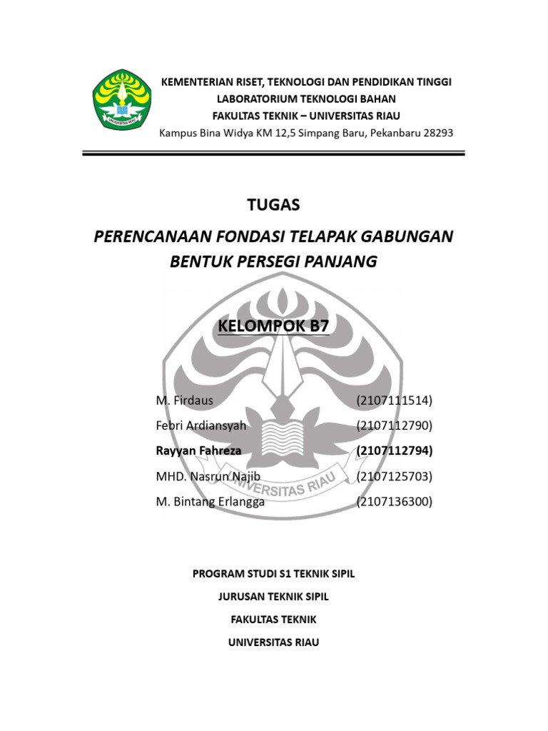 Perencanaan Fondasi Telapak Gabungan Bentuk Persegi Panjang | PDF ...