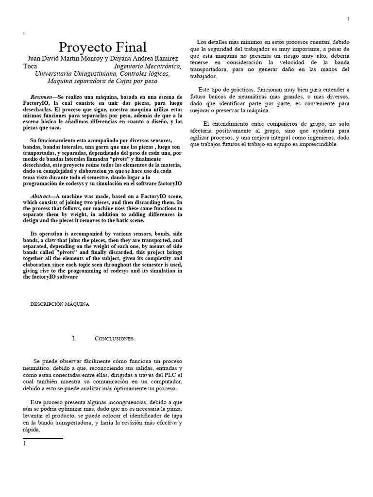 Informe Proyecto Final | PDF | Informática | Ingeniería