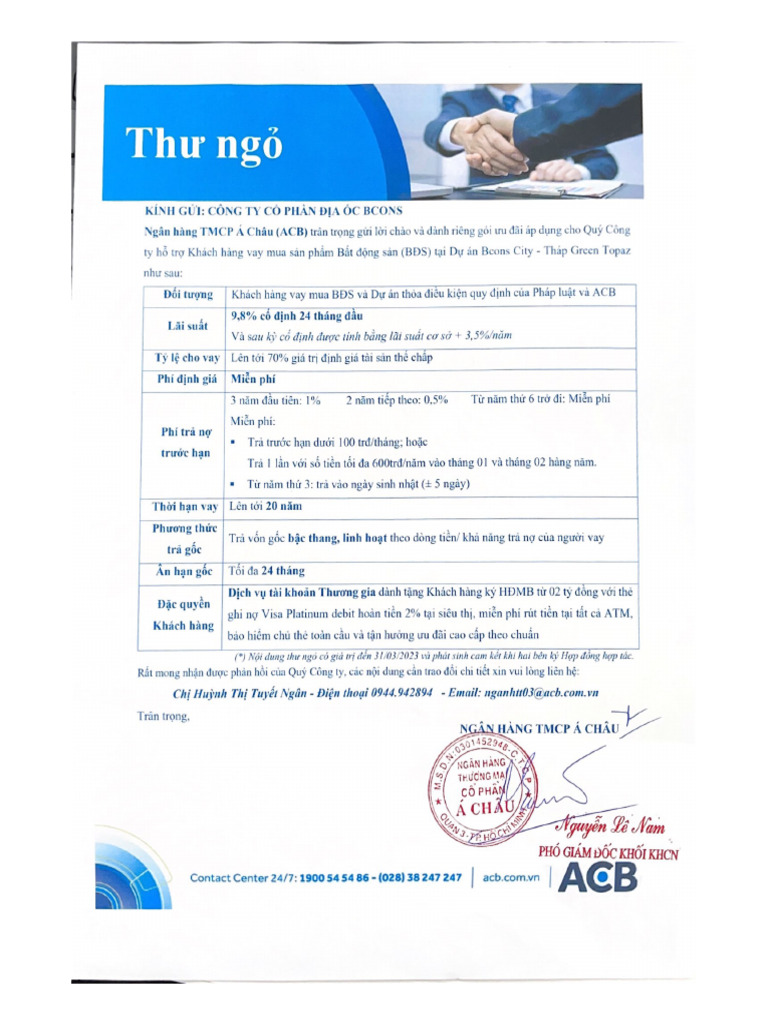 Bcons City-Green Topaz - Thư Ngõ ACB Văn Thánh | PDF