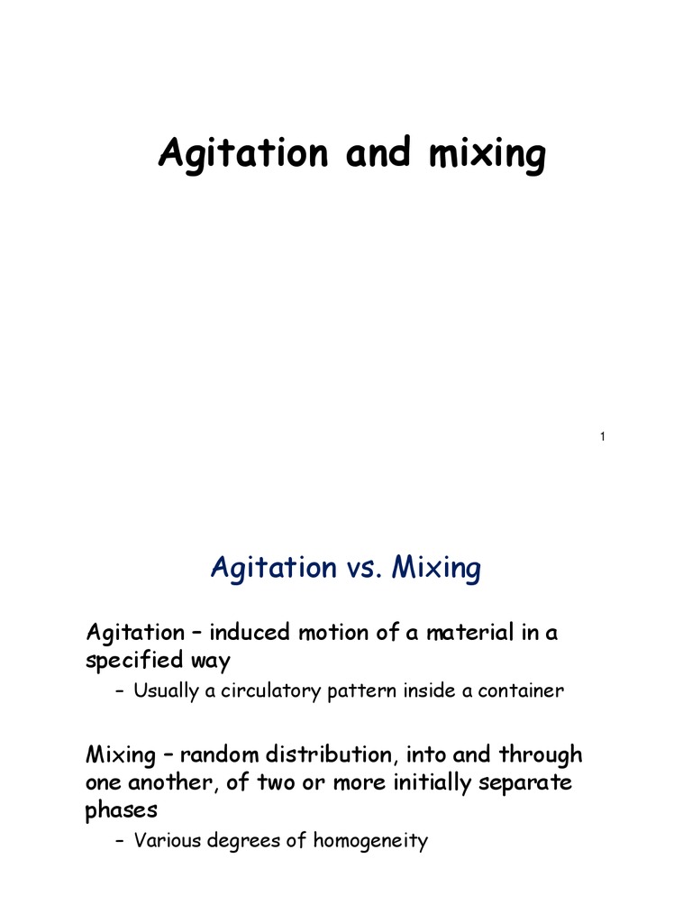 Agitation and Mixing | PDF | Reynolds Number | Liquids