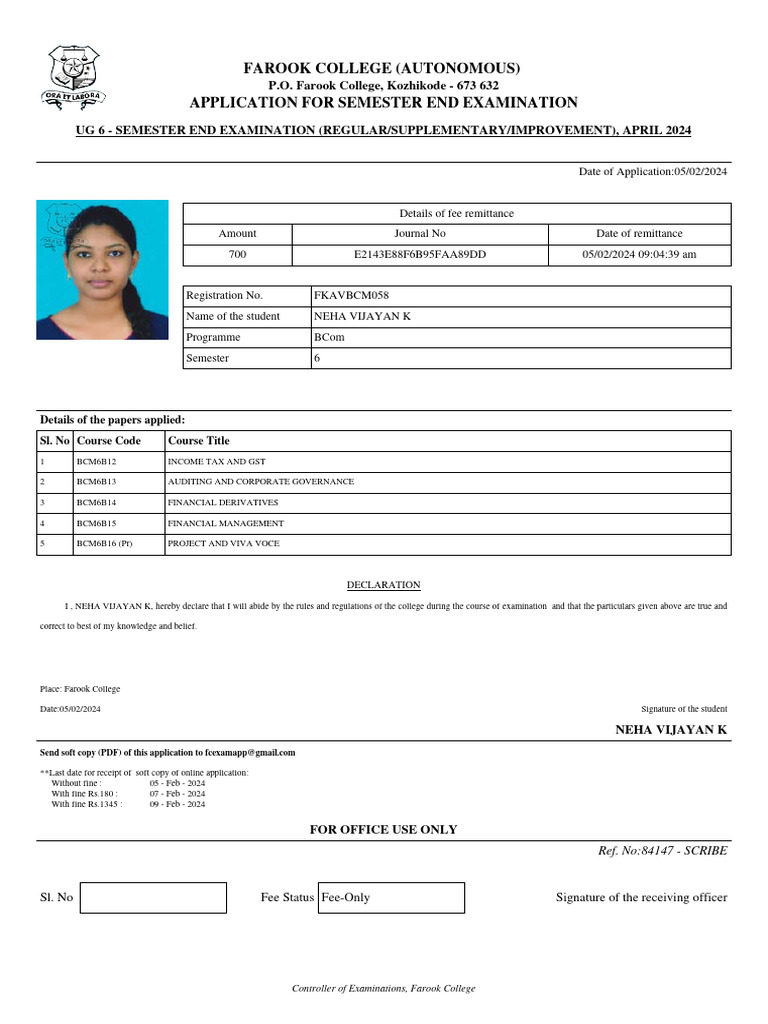 Examination Application FKAVBCM058 | PDF | Government | Taxation