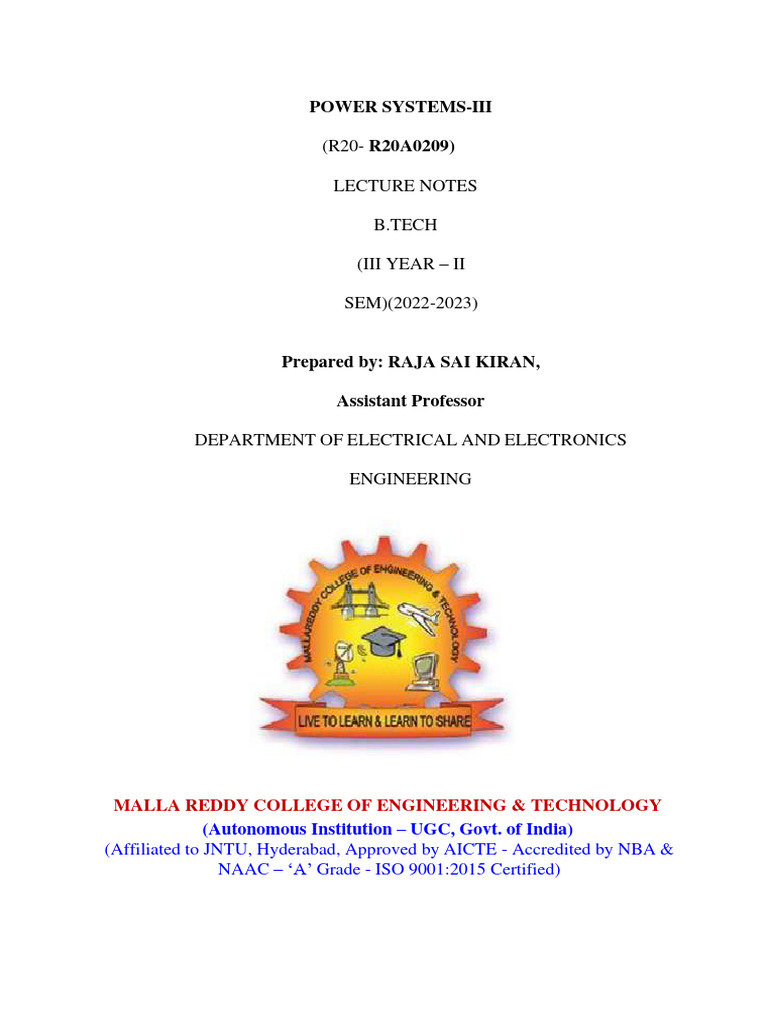 Power Systems III Lecture Notes | PDF | Matrix (Mathematics ...