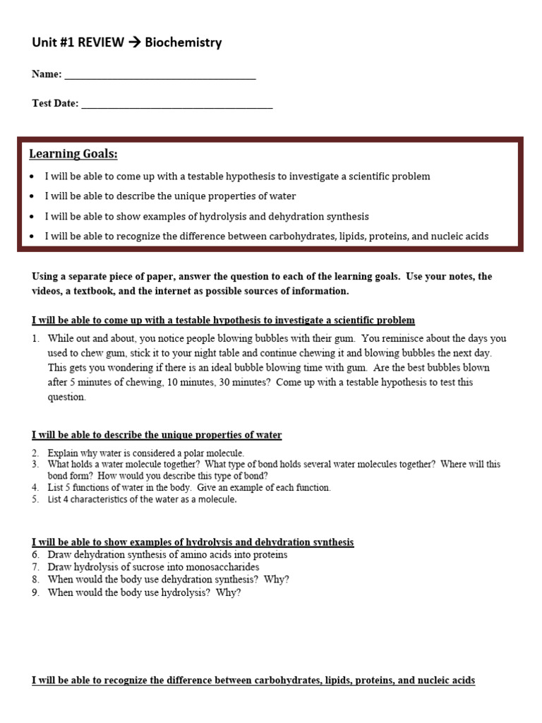 Biochemistry Review | Download Free PDF | Macromolecules | Biochemistry
