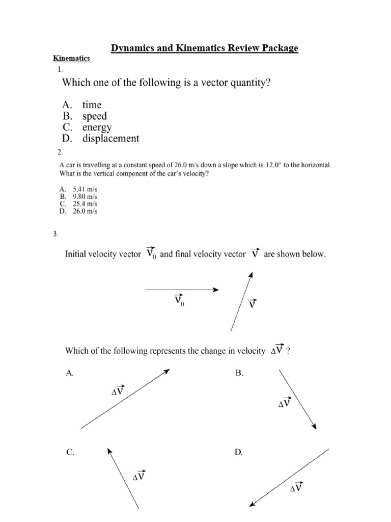 Dynamics and Kinematics Review Package | PDF | Force | Tension (Physics)