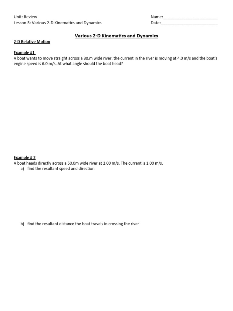Various 2d Kinematic and Dynamic Problems - Notes | PDF | Kinematics ...