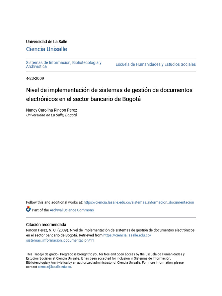 Nivel de Implementaciขn de Sistemas de Gestiขn de Documentos - CumplimientoStandares | PDF ...