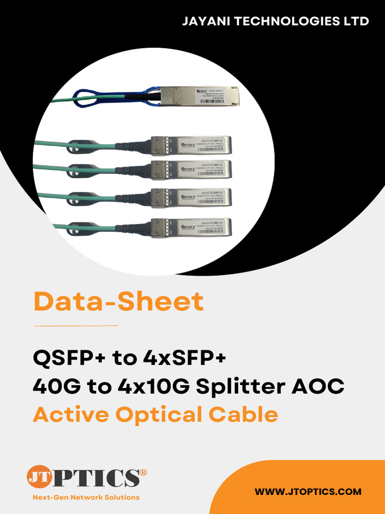 40G To 4x10G AOC Cable Data Sheet by JTOPTICS | PDF | Physical Layer ...