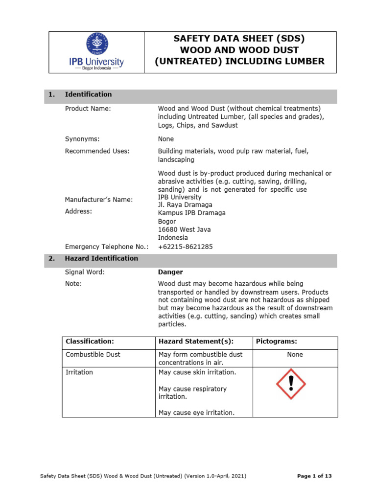 MSDS Palm Tree Dust | PDF | Combustion | Lumber