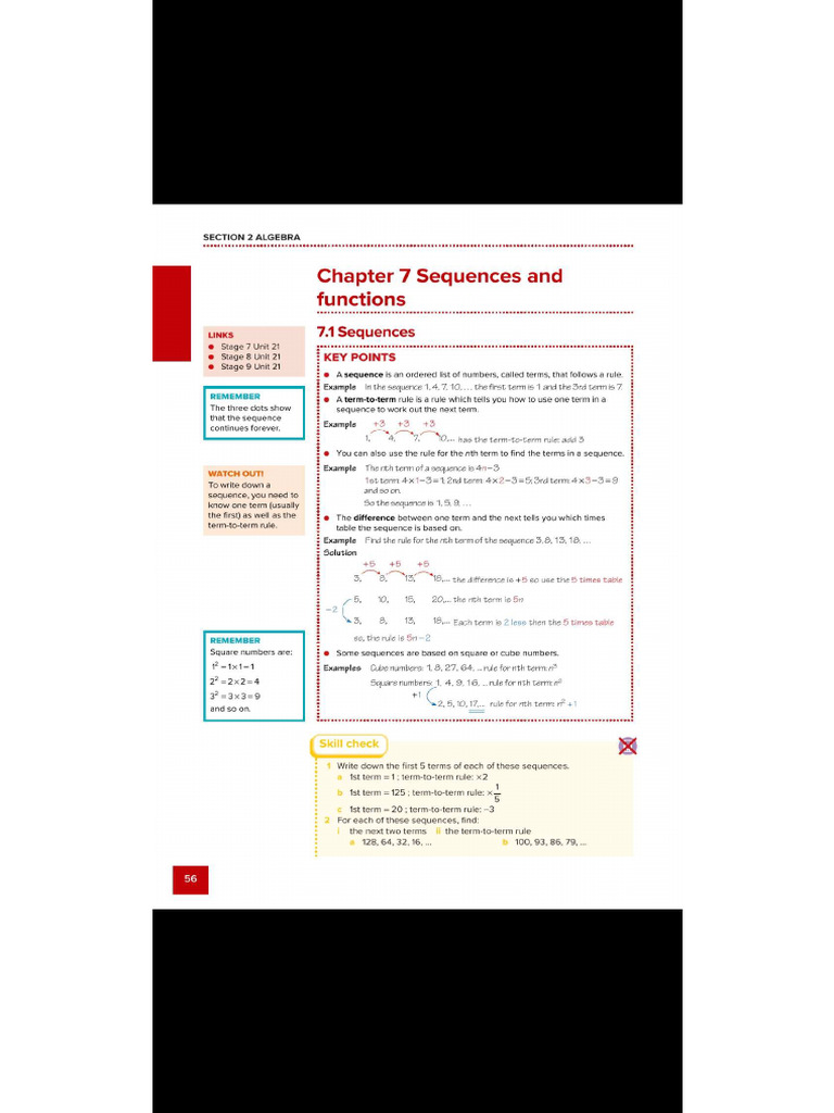 Sequences and Functions Cambridge Lower Secondary 9 | PDF