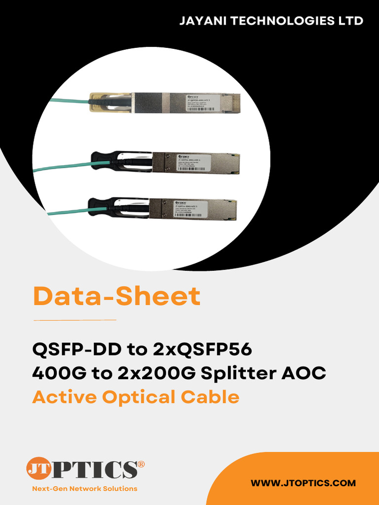 400G QSFP-DD To 2xQSFP56 Active Optical Cable Data Sheet by JTOPTICS | PDF | Computer Networking ...