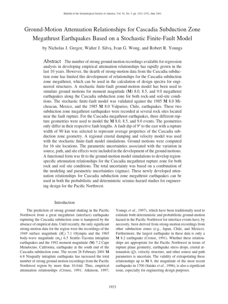 Gregor 2002 | PDF | Earthquakes | Fault (Geology)