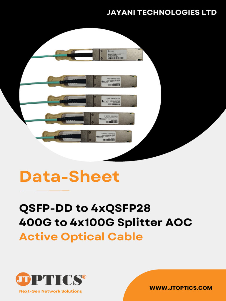 Jtoptics 400g To 4x100g Aoc Cable Data Sheet | PDF | Information And Communications Technology ...