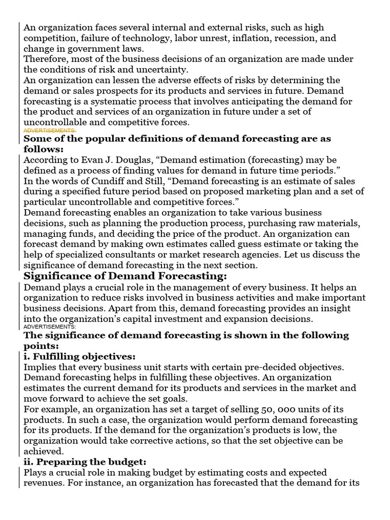 Demand Forecasting | PDF | Forecasting | Demand