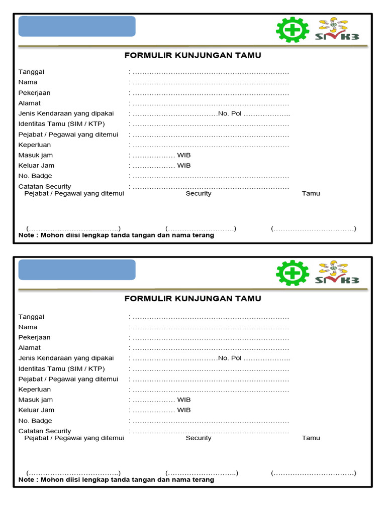 Formulir Kunjungan Tamu | PDF | Game & Aktivitas | Griya & Taman