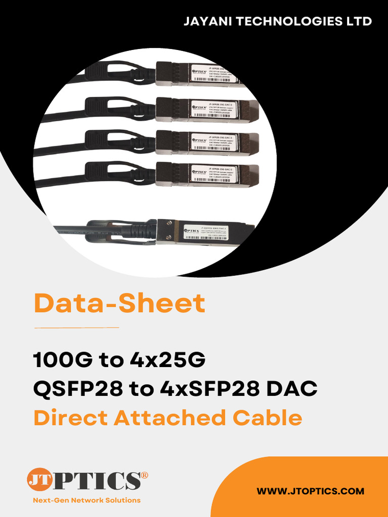40G To 4SFP+ DAC Direct Attached Cable Data Sheet by JTOPTICS | PDF ...