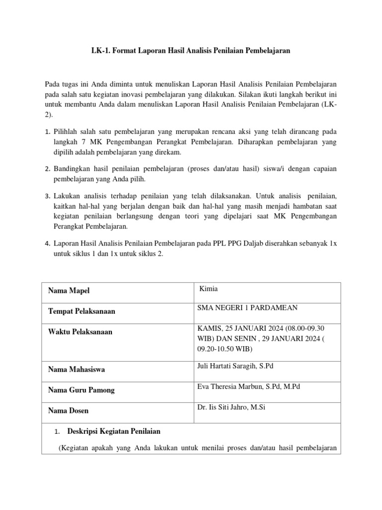 LK 2 Hasil Asesment Penilaian | PDF