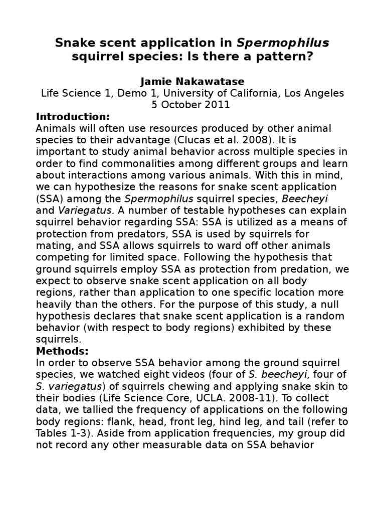 Snake Scent Application Patterns | PDF | Chi Squared Test | Hypothesis