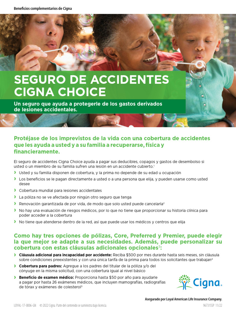 Accident Cigna CHOICE | PDF | Póliza de seguros | Medicare (Estados Unidos)
