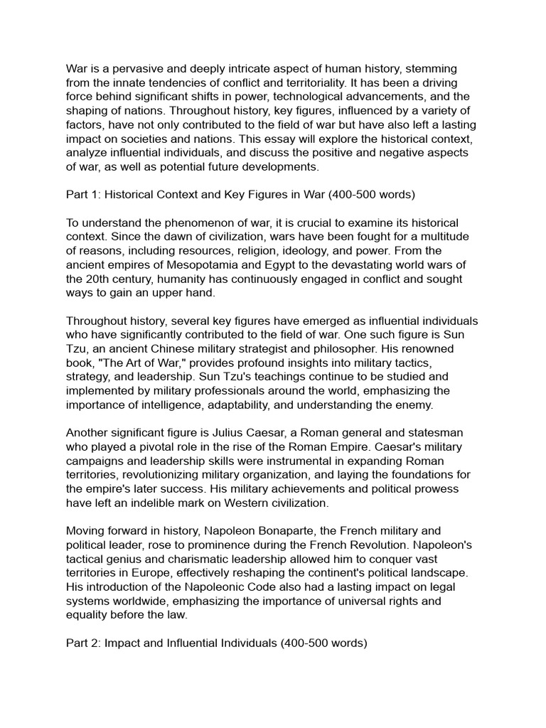 War Is A Pervasive and Deeply Intricate Aspect of Human History | PDF ...