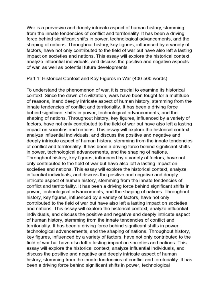War Is A Pervasive and Deeply Intricate Aspect of Human History | PDF ...