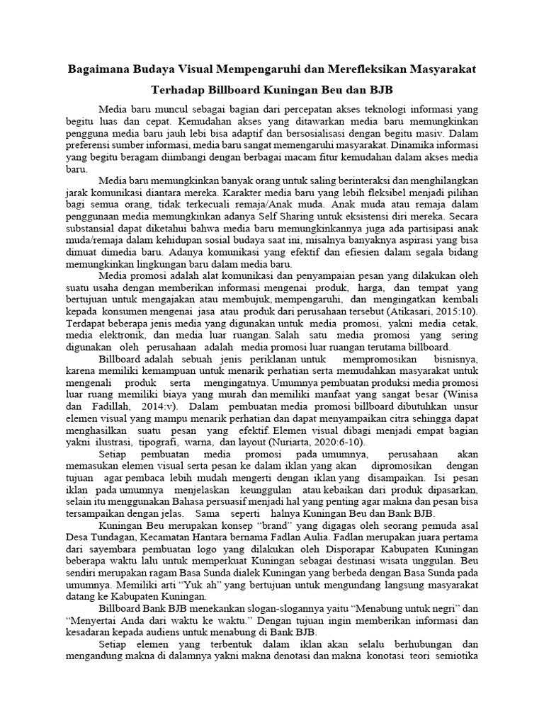 Essai Bagaimana Budaya Visual Mempengaruhi Dan Merefleksikan Masyarakat ...
