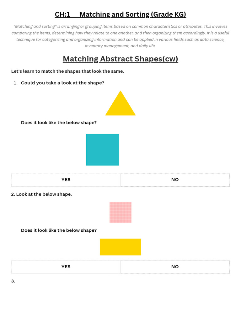 Matching Abstract Shapes (CW) | PDF | Cognitive Science | Cognition