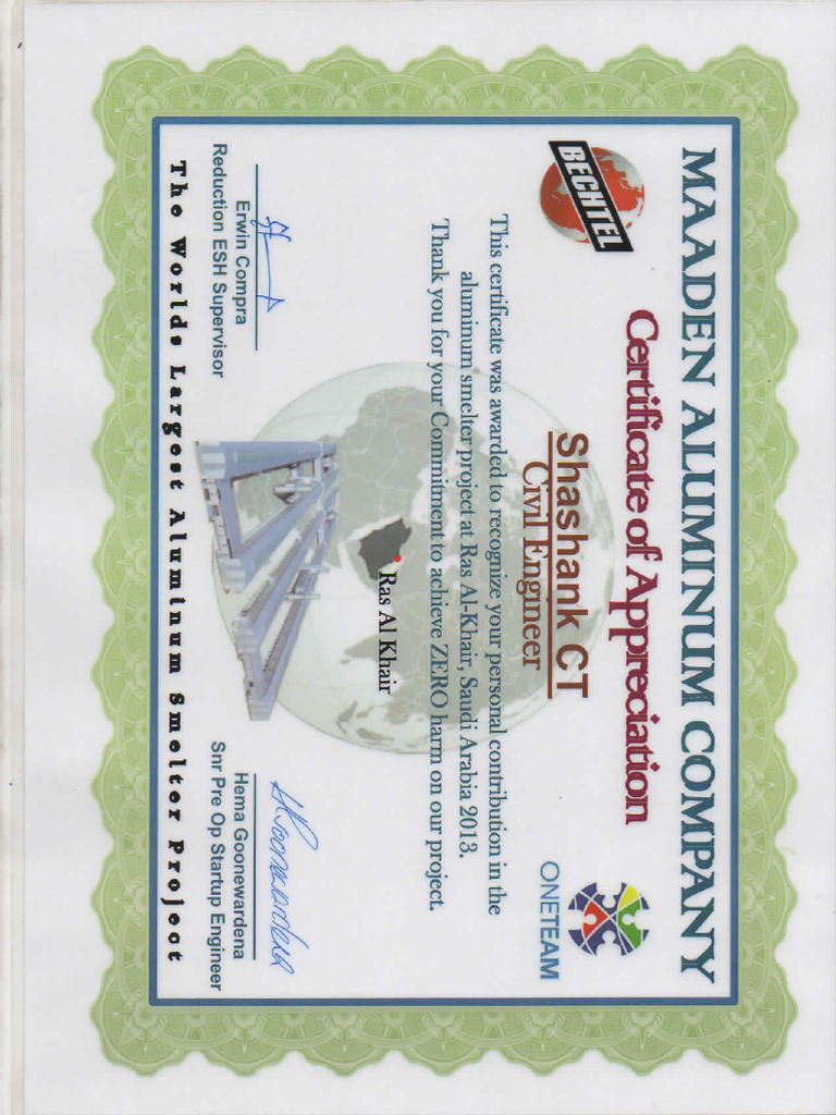 Bechtel Certificate | PDF