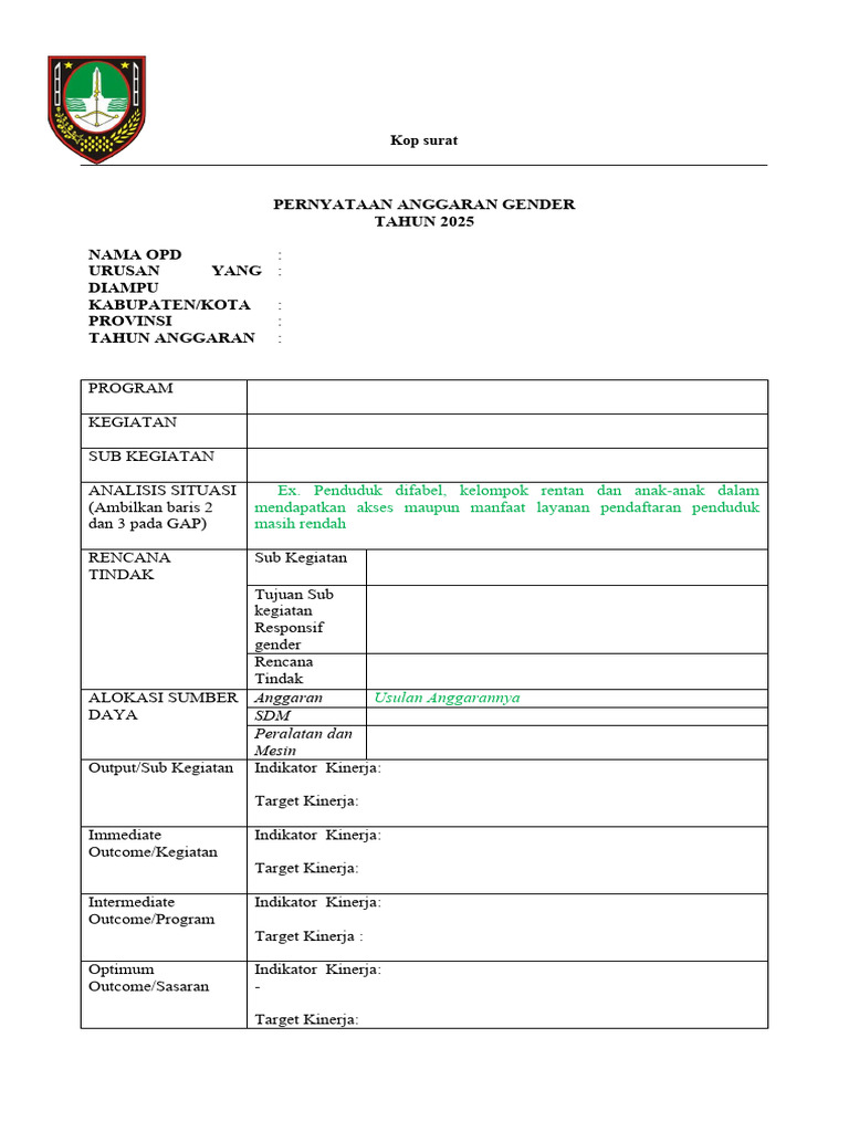 Pernyataan Anggaran Gender 2025 | PDF | Bisnis | Pengelolaan Keuangan & Uang