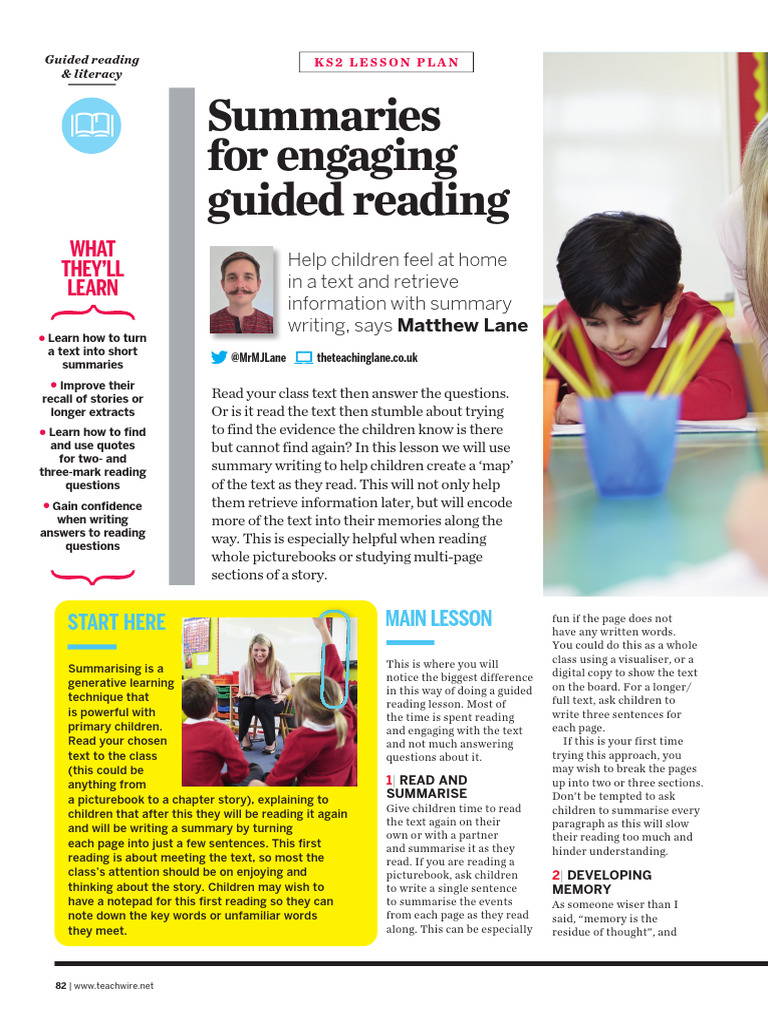 Guided Reading Activity - KS2 Lesson Plan | PDF | Recall (Memory ...