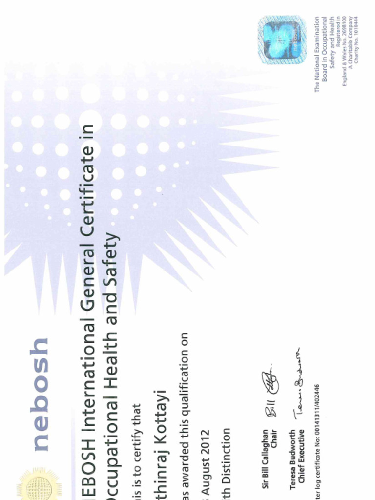 Nebosh International General Certificate in Occupational Health and Safety | PDF