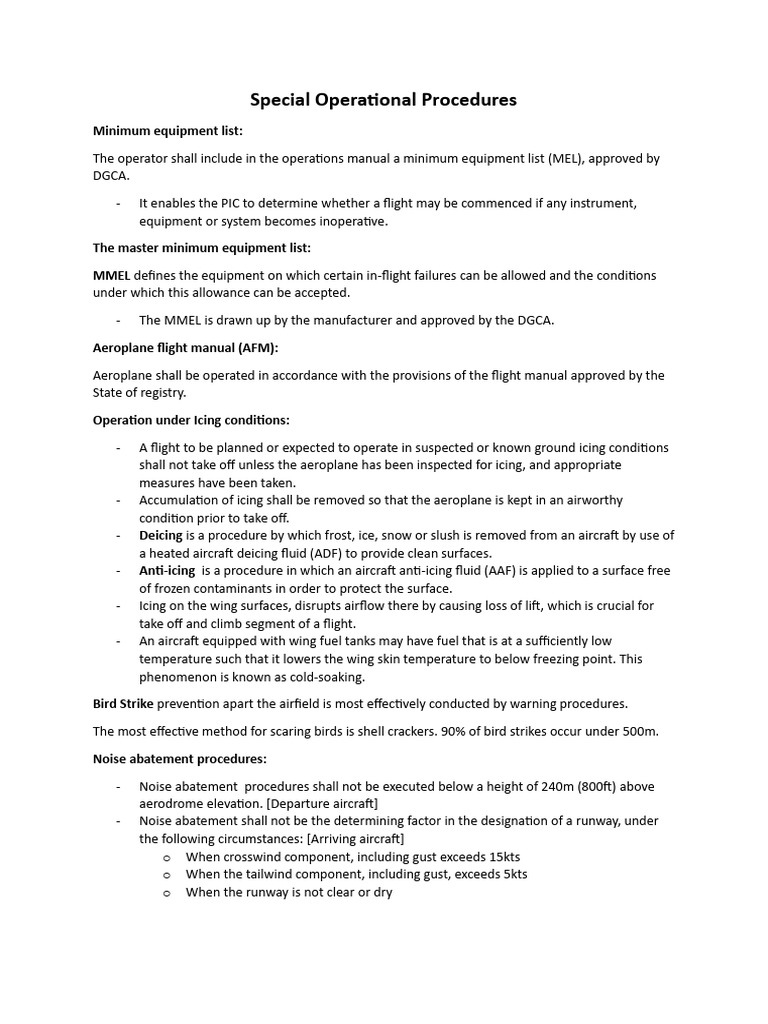 Special Operational Procedures | PDF | Aviation