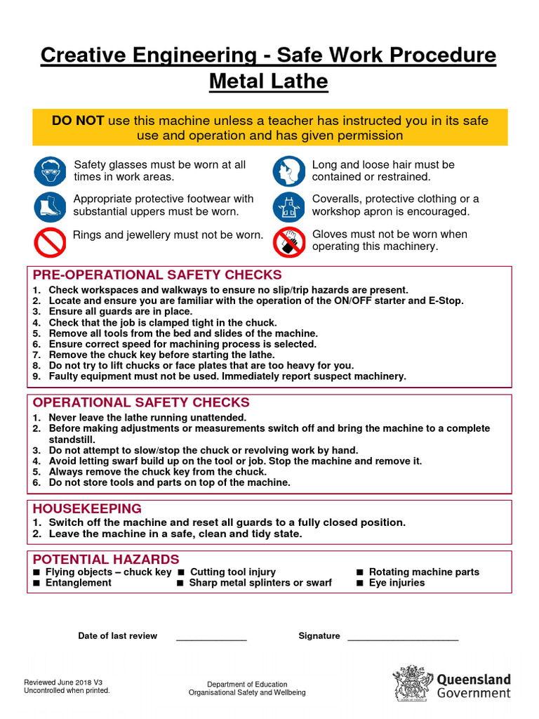 Sop Lathe Metal | PDF | Manufactured Goods | Tools
