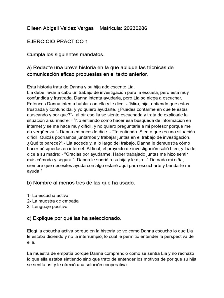 Ejercicio Practico 1 Redaccion Castellana | PDF | Empatía | Temor