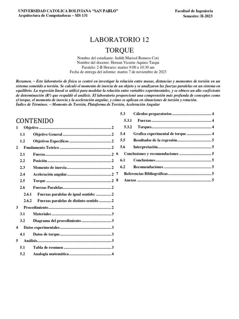 Informe de Fisica 12 | PDF | Fuerza | Física