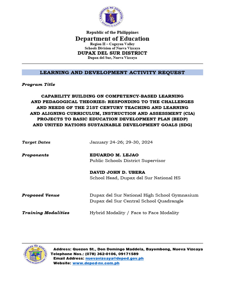DISTRICT INSET 2024 6.58.55 AM | PDF | Pedagogy | Learning