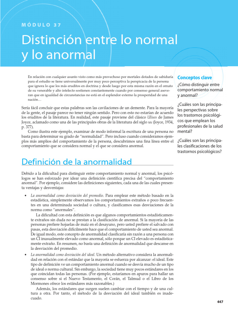 Módulo 37 y 38. Distinción Entre Lo Normal y Lo Anormal. Feldman R ...