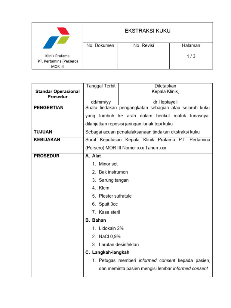PKP 8-EP 1 C 1. SOP Ekstraksi Kuku | PDF