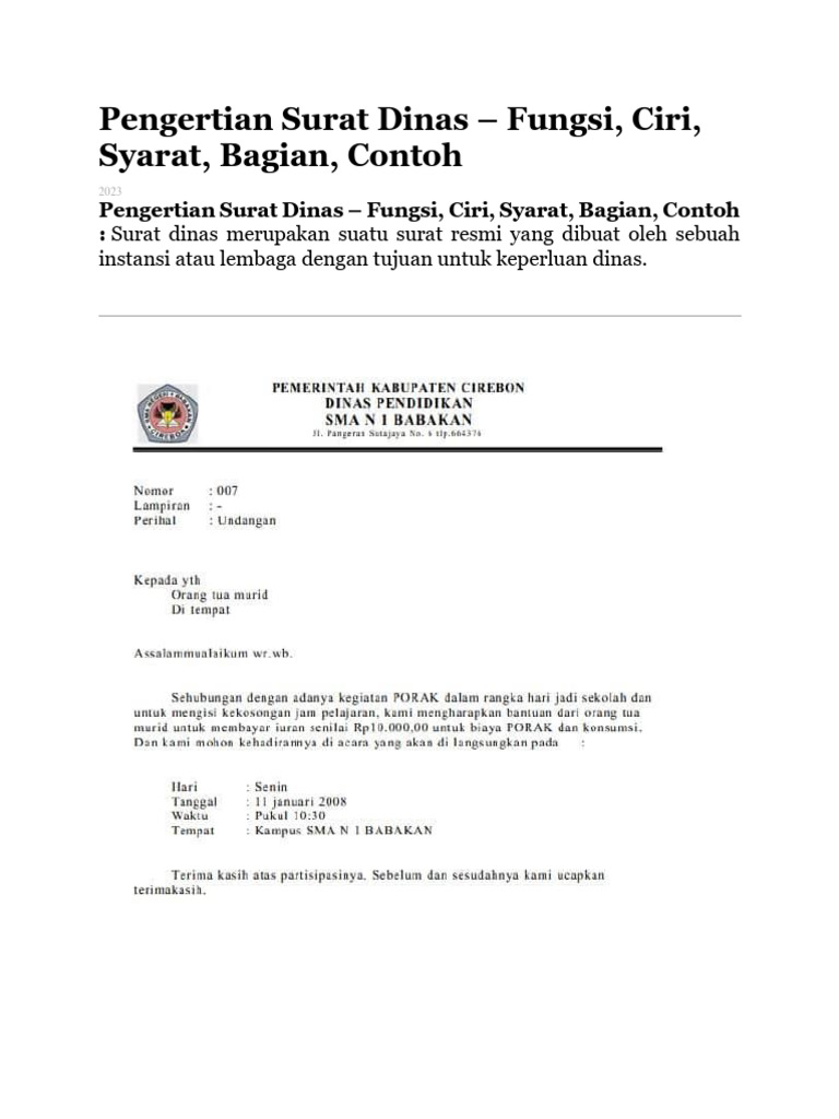 Materi SURAT DINAS | PDF