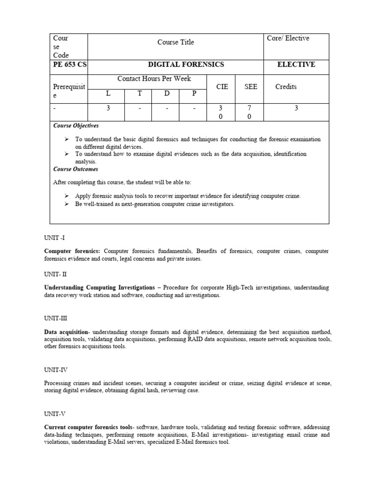 DigitalForensics Autonomous Syllabus | PDF | Computer Forensics | Digital Forensics