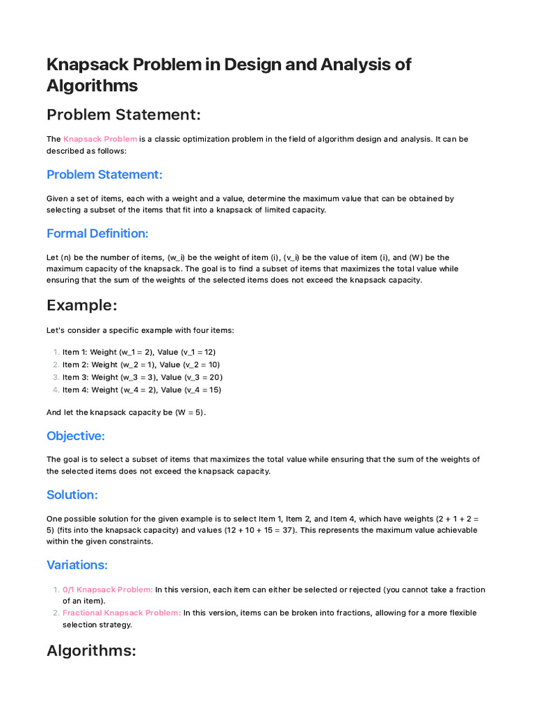 Knacksack Problem | PDF | Systems Analysis | Computer Science